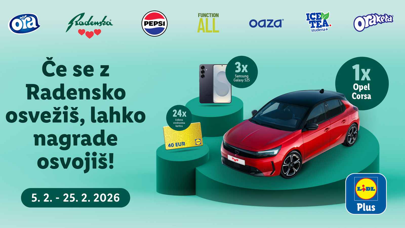 Radenska nagradna igra 2026: Osvoji avto Corsa YES